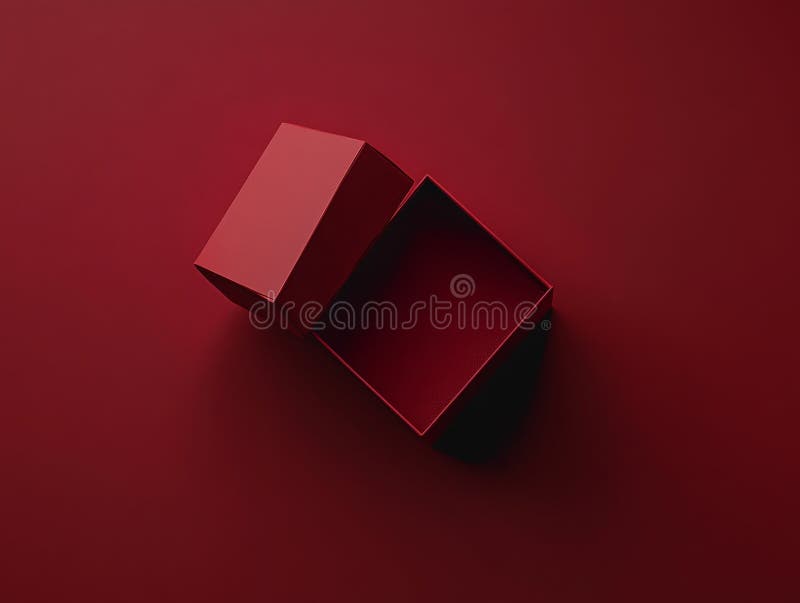 Red Open Gift Box Minimalist Composition, Top View, Empty, Product ...