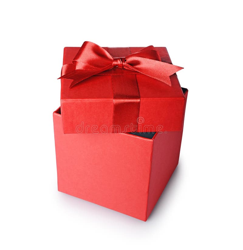 Red Open Gift Box with Satin Bow Stock Photo - Image of decorate ...