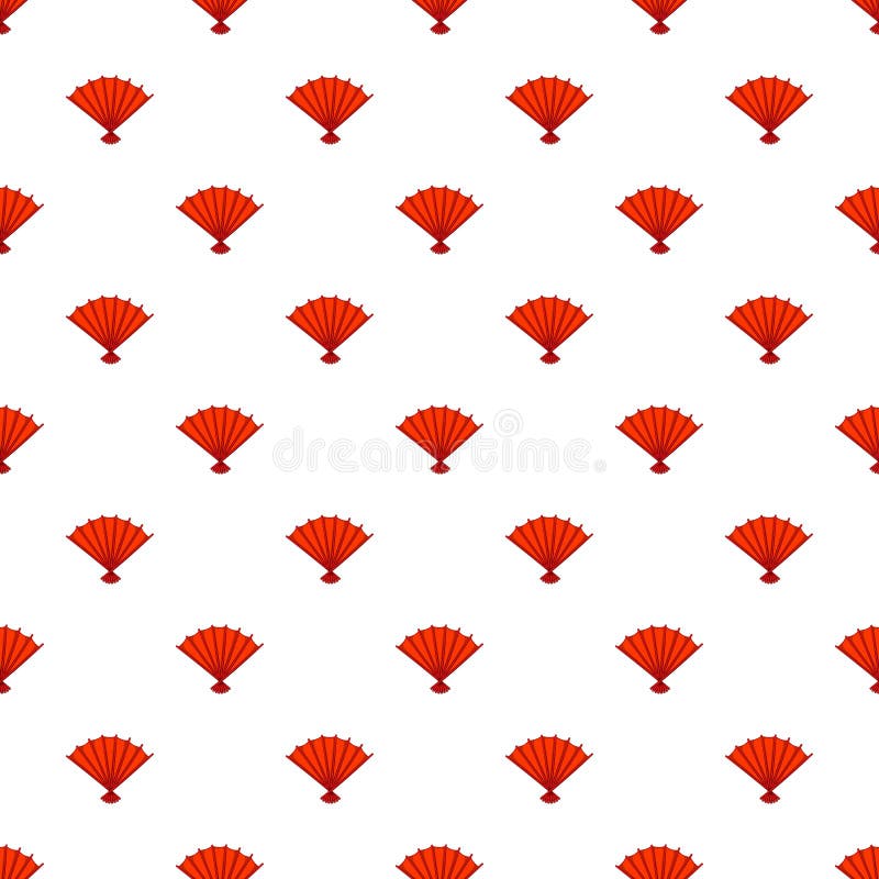 Red Open Hand Fan Pattern, Cartoon Style Stock Vector - Illustration of ...