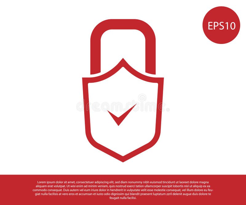 Red Open Padlock and Check Mark Icon Isolated on White Background ...