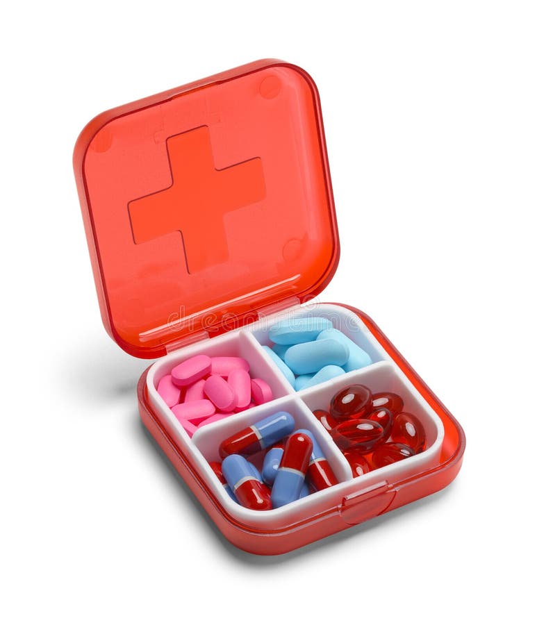 Red Open Pill Box stock photo. Image of health, white - 64997972