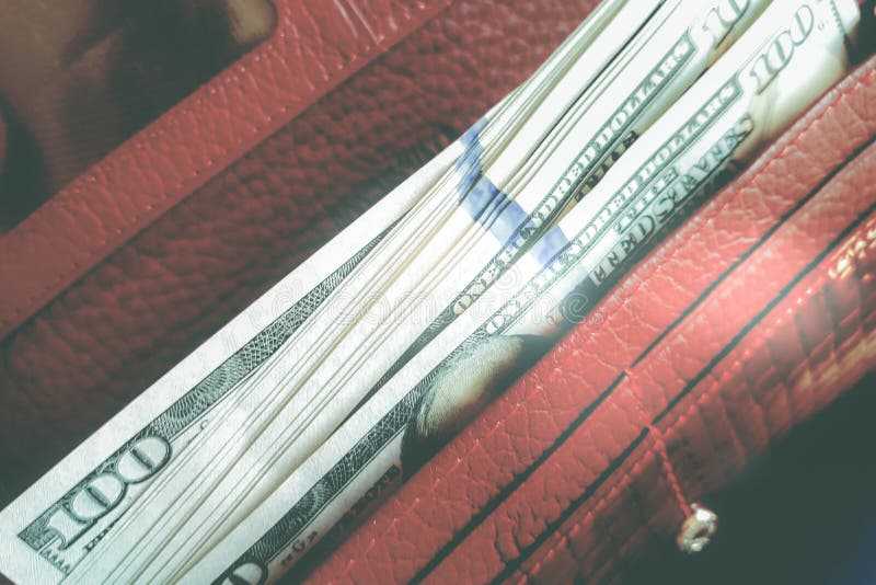 Wallet and hundreds stock image. Image of business, isolated - 7612783