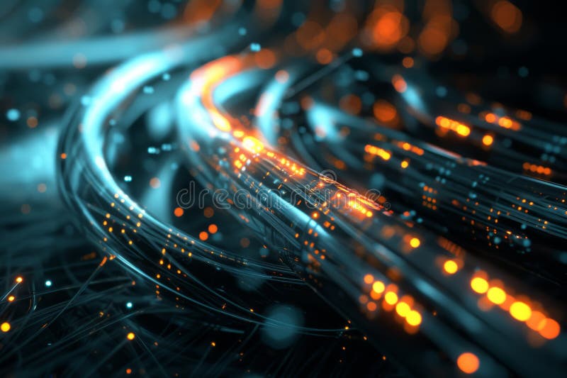 Red Optical Fibers Conveying Data, Symbolizing High-speed Internet and ...