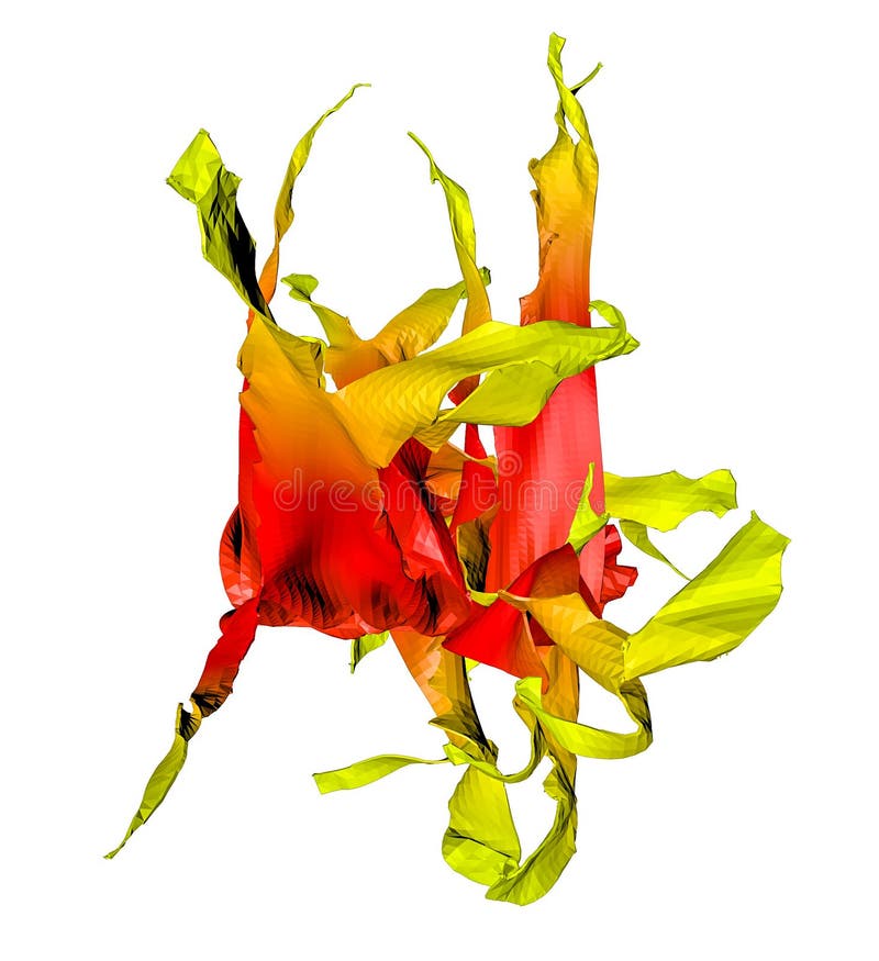 Red Orange Abstract Figure. Low-poly. 3D Rendering Stock Illustration ...