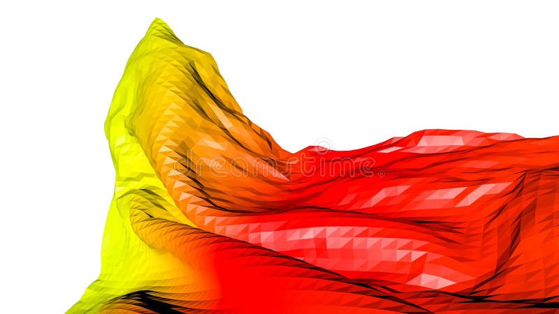 Red Orange Abstract Figure. Low-poly. 3D Rendering Stock Illustration ...