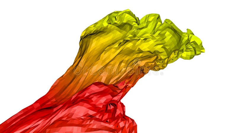 Red Orange Abstract Figure. Low-poly. 3D Rendering Stock Illustration ...