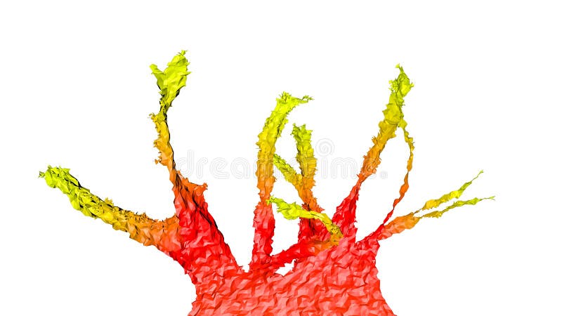 Red Orange Abstract Figure. Low-poly. 3D Rendering Stock Illustration ...