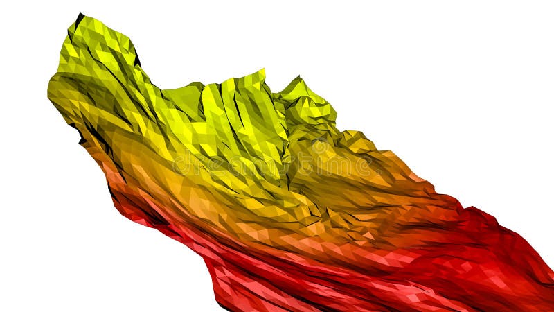 Red Orange Abstract Figure. Low-poly. 3D Rendering Stock Illustration ...