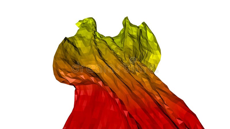 Red Orange Abstract Figure. Low-poly. 3D Rendering Stock Illustration ...