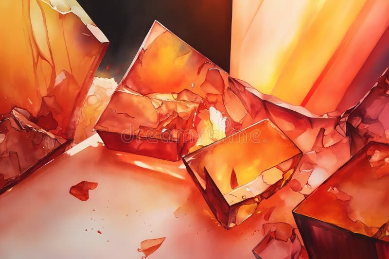 Red and Orange Abstract Watercolor Painting Stock Illustration ...