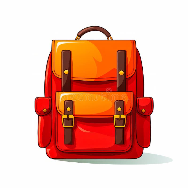 Red and Orange Backpack Sitting on Top of White Surface. Generative AI ...