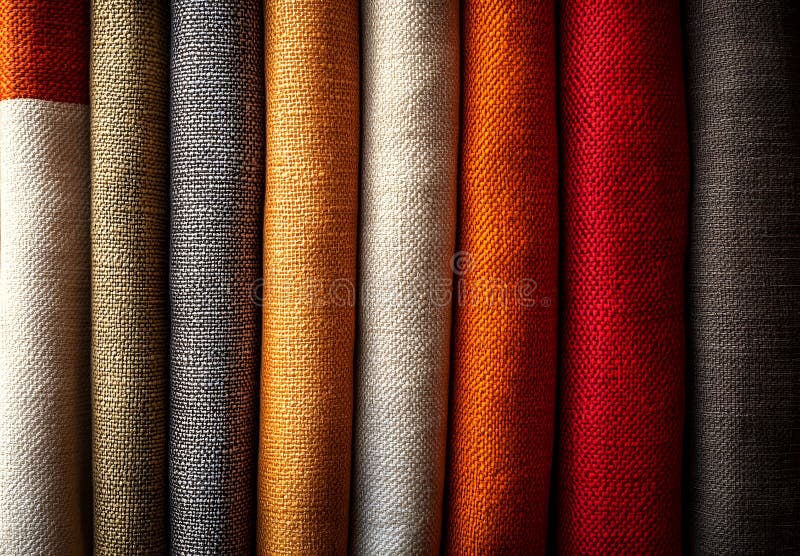 Red, Orange, Beige Fabric Samples for Interior Design Stock ...