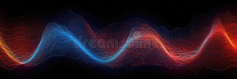 Red Orange Blue a Digital Representation of Sound Waves in an Array of ...