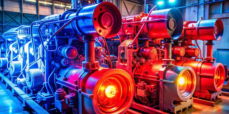 Red, Orange, and Blue Machine Lighting for Show Engine Position Stock ...