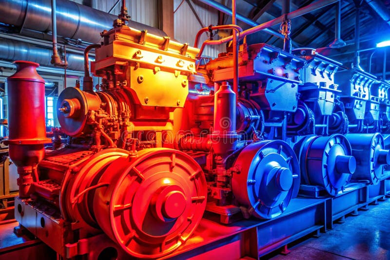 Red, Orange, and Blue Machine Lighting for Show Engine Position Stock ...