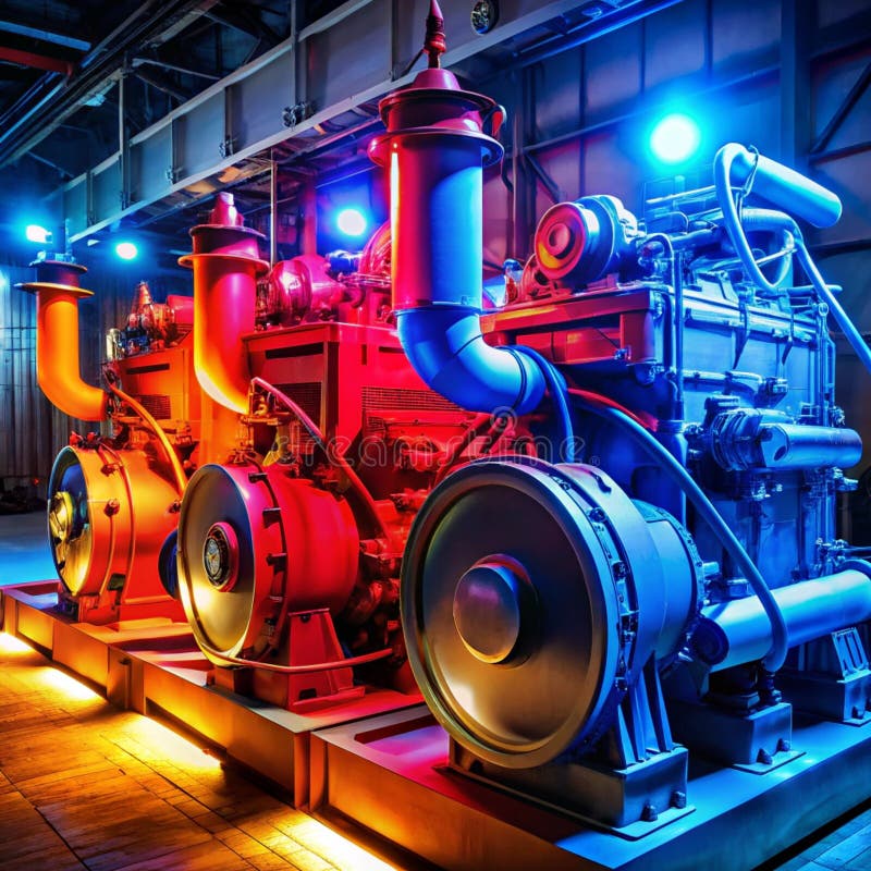 Red, Orange, and Blue Machine Lighting for Show Engine Position Stock ...