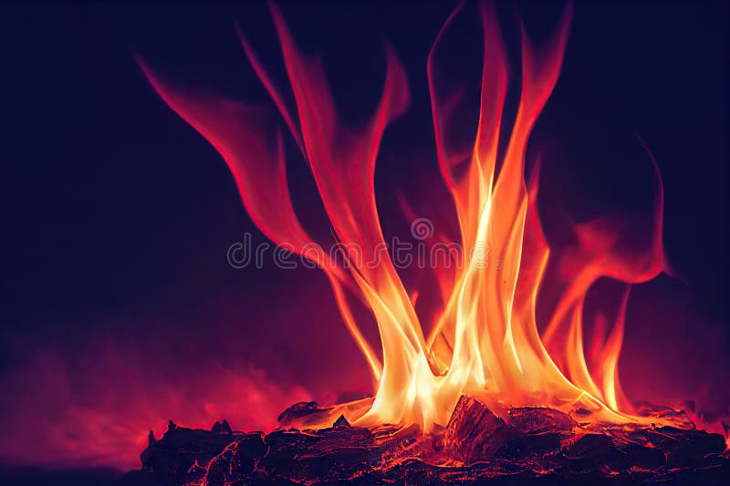 Red Orange Bonfire with Bright Blaze Fire Flame Stock Illustration ...