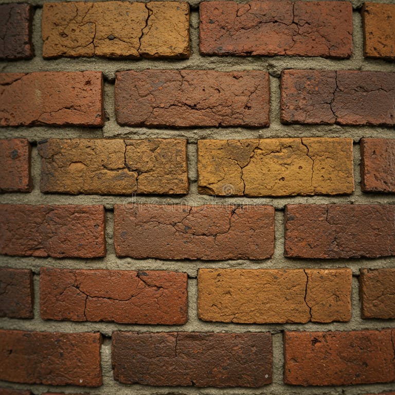 Red and Orange Brick Wall with Visible Cracks and Rough Texture ...