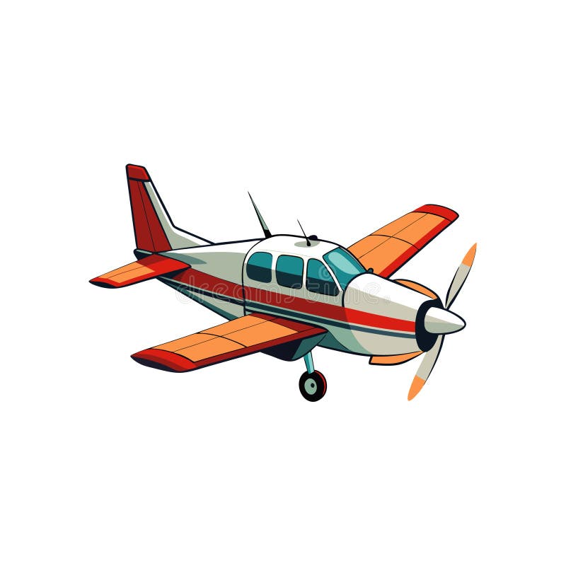 Red and Orange Cartoon Airplane Illustration on White Stock ...