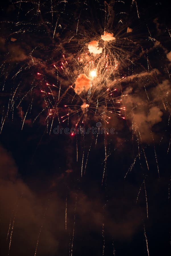 Red and Orange Colorful Firework Exploding in the Sky for Anniversary ...