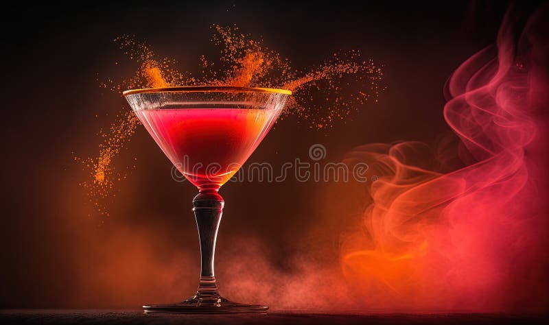 A Red and Orange Drink in a Glass on a Table Stock Photo - Image of ...