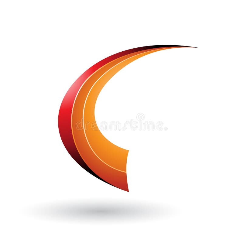 Red and Orange Dynamic Flying Letter C Isolated on a White Background ...