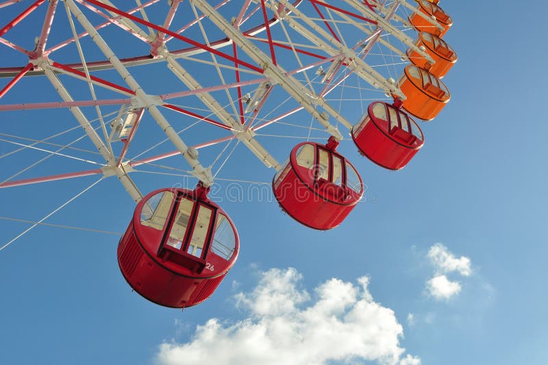 Red and Orange Ferris Wheel with Blue Sky Stock Photo - Image of osaka ...