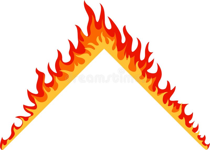 Red and Orange Fire Flames Creating a Triangular Frame Border Against a ...