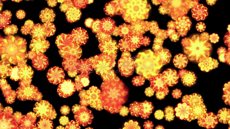 Fire Flower Floating in Air on Black Background. Shape of an Abstract ...