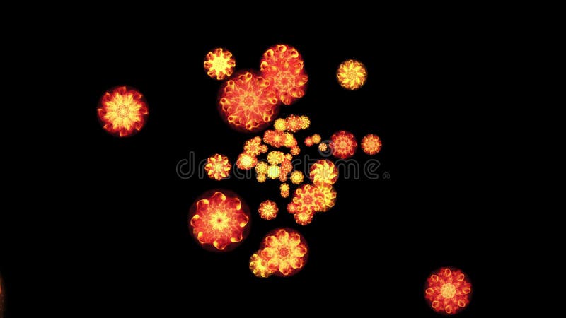 Fire Flower Floating in Air on Black Background. Shape of an Abstract ...