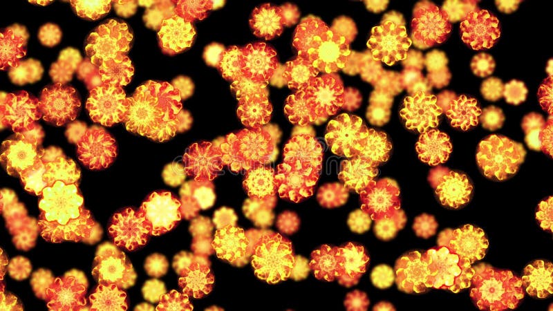 Fire Flower Floating in Air on Black Background. Shape of an Abstract ...