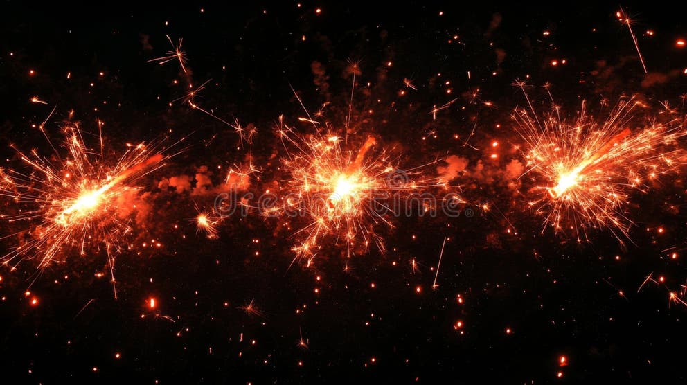 Red and Orange Fireworks Sparklers at Night Stock Illustration ...