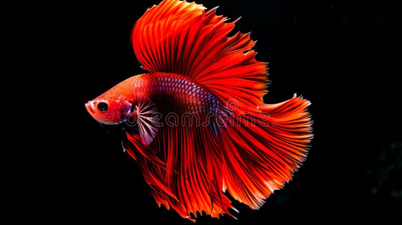 A Red and Orange Fish with Long Tail Swimming in Water, AI Stock Photo ...