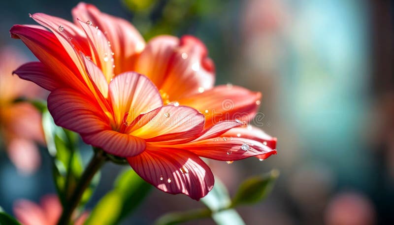 Red Orange Flower. Full Fill Stock Illustration - Illustration of plant ...