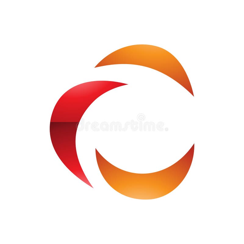 Red and Orange Glossy Crescent Shaped Letter C Icon Stock Vector ...