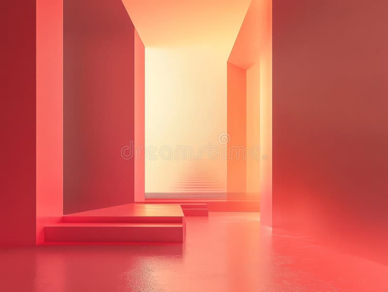 Red, Orange Gradient Background, Walls and Stairs. Stock Illustration ...