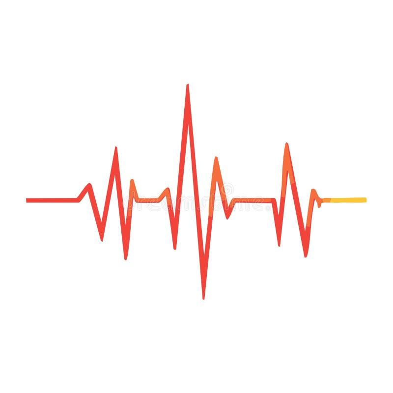 Red-Orange Gradient Heartbeat Pulse Line Graphic on White: ECG Rhythm ...