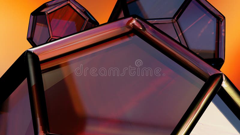 Red, Orange, Hexagonal Glassy Chic with Clear Border Abstract, Dramatic ...