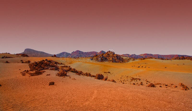 A Red and Orange Landscape from Mars Stock Photo - Image of mission ...