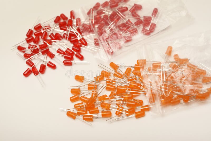 Red and Orange LED Lamps. Electronic LED Element Stock Photo - Image of ...