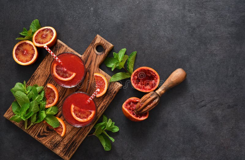 Red Orange Lemonade with Mint..Summer Drink. Top View Stock Photo ...