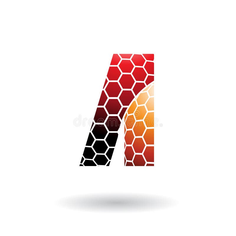 Red and Orange Letter a with Honeycomb Pattern Isolated on a White ...