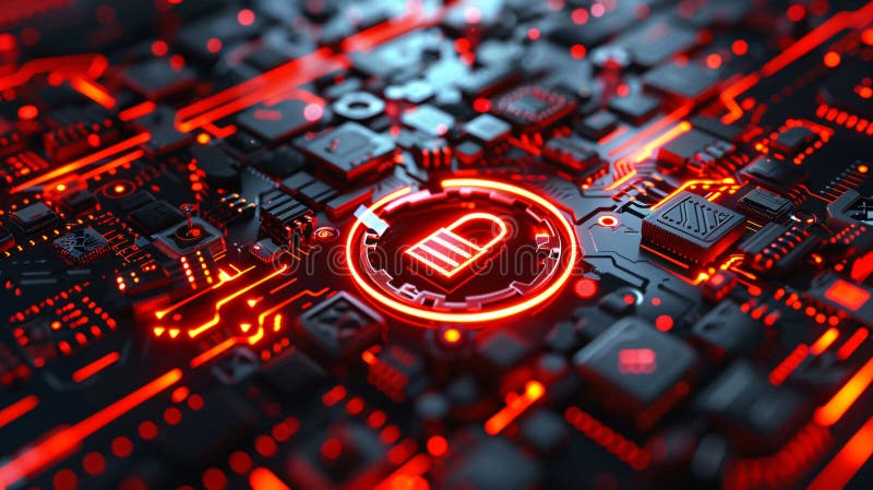 Red and Orange Light Guiding To a Cybersecurity Lock Stock Image ...