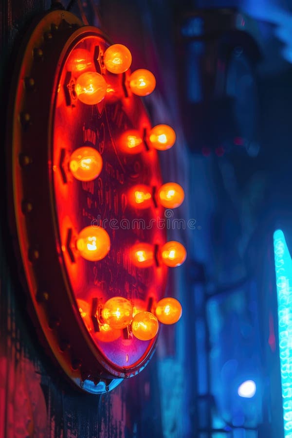 A Red and Orange Lighted Sign with a Black Border Stock Image - Image ...