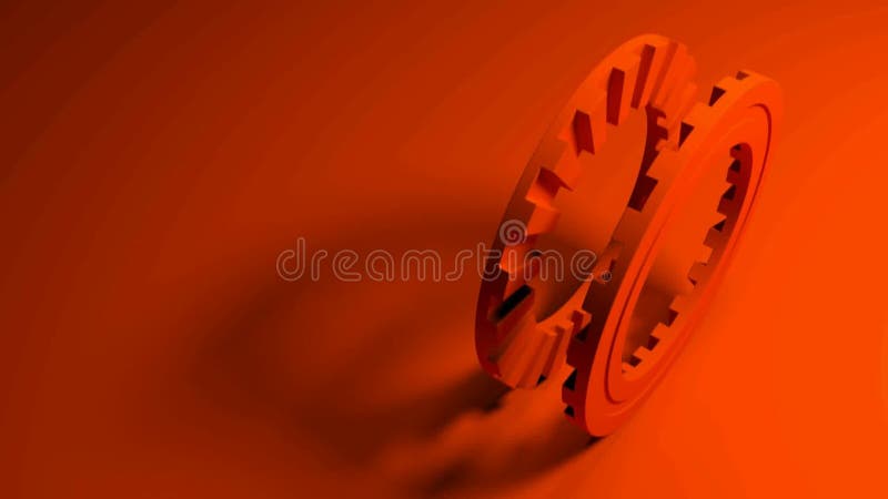 Red Orange Mating Gears on Red Orange Background - 3D Rendering Video ...