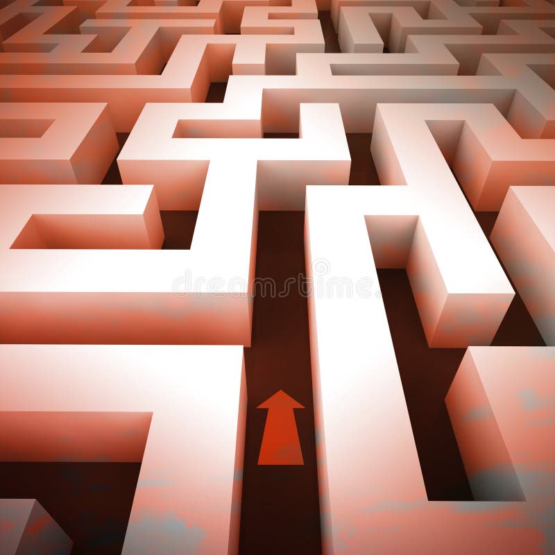 Red Orange Maze Structure with Arrow Direction Up Stock Illustration ...