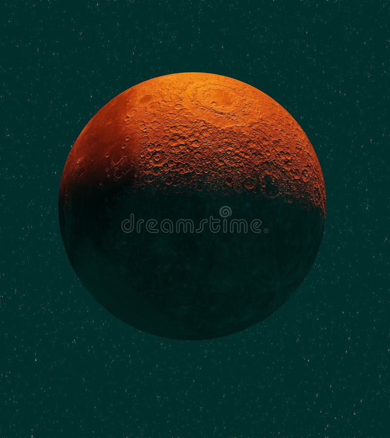 Red Orange Moon Realistic in the Starry Sky, 3d Render Stock ...