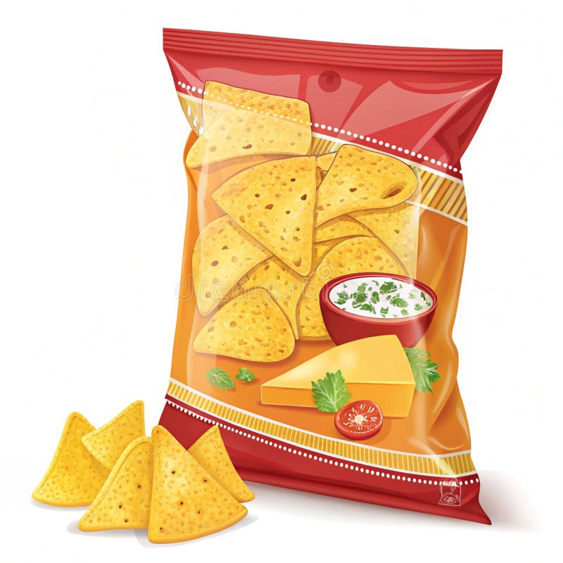 Crunchy Cheese Chips Bag Packaging Realistic Vector Illustration Stock ...