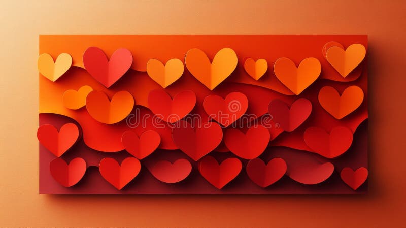 Red Orange Paper Hearts Romantic Design Artwork Stock Illustration ...