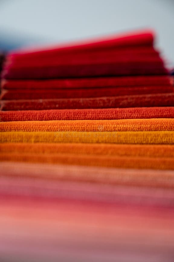 Red, Orange and Pink Gradient of Soft Velvet Fabric Samples in Abstract ...